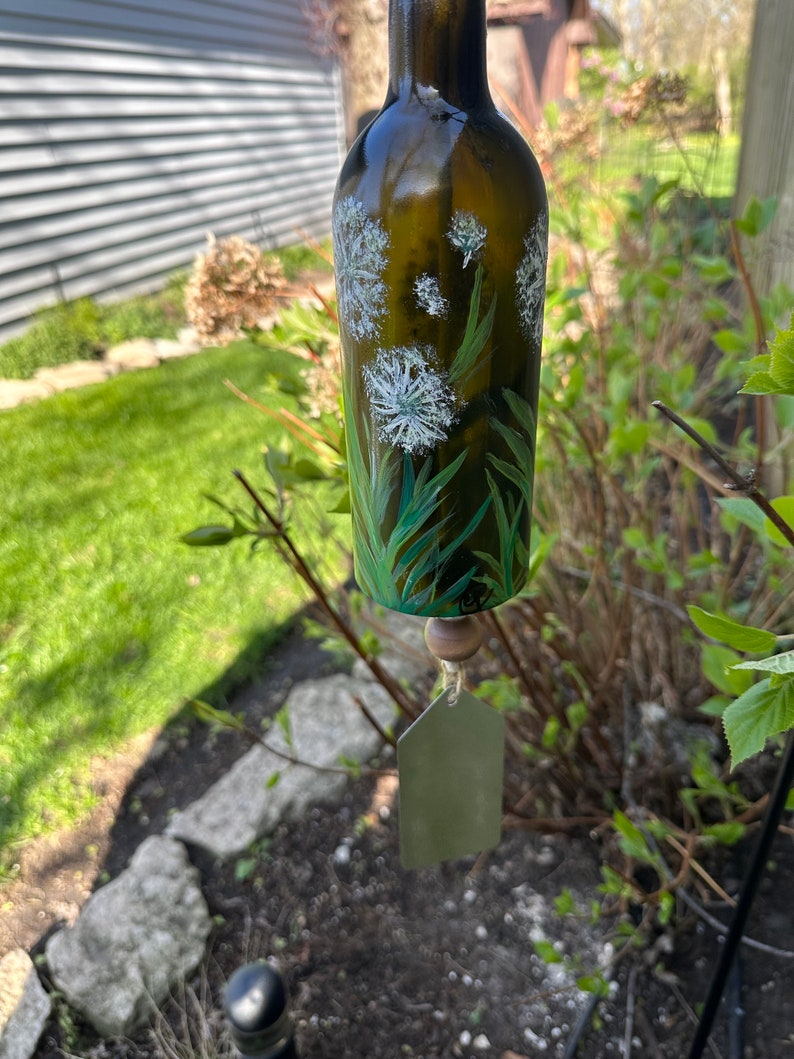 Memorial Wind Chime - Hand Painted Recycled Wine Bottle With Laminated ...