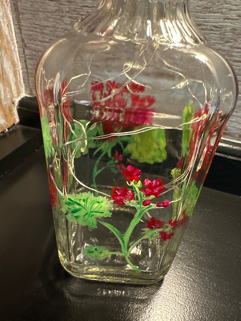 Geranium Hand Painted Recycled Bottle Luminary - Etsy