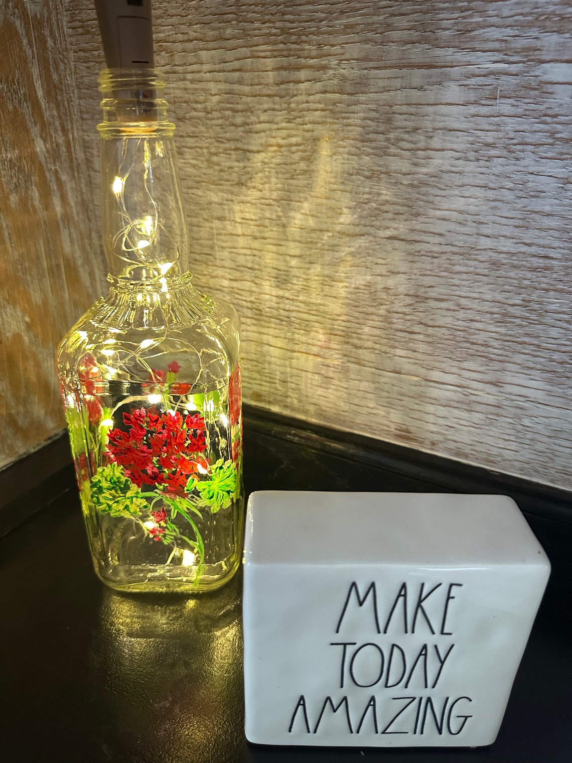 Geranium Hand Painted Recycled Bottle Luminary - Etsy