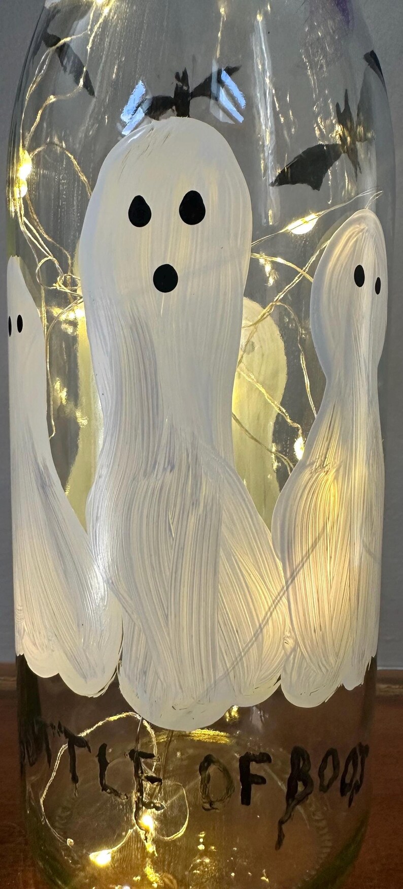 Bottle of Boos Ghostly Halloween Luminary Recycled Hand Painted Wine ...