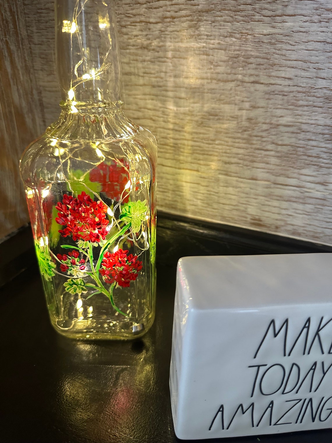 Geranium Hand Painted Recycled Bottle Luminary - Etsy