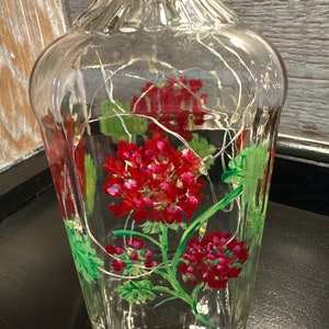 Geranium Hand Painted Recycled Bottle Luminary - Etsy