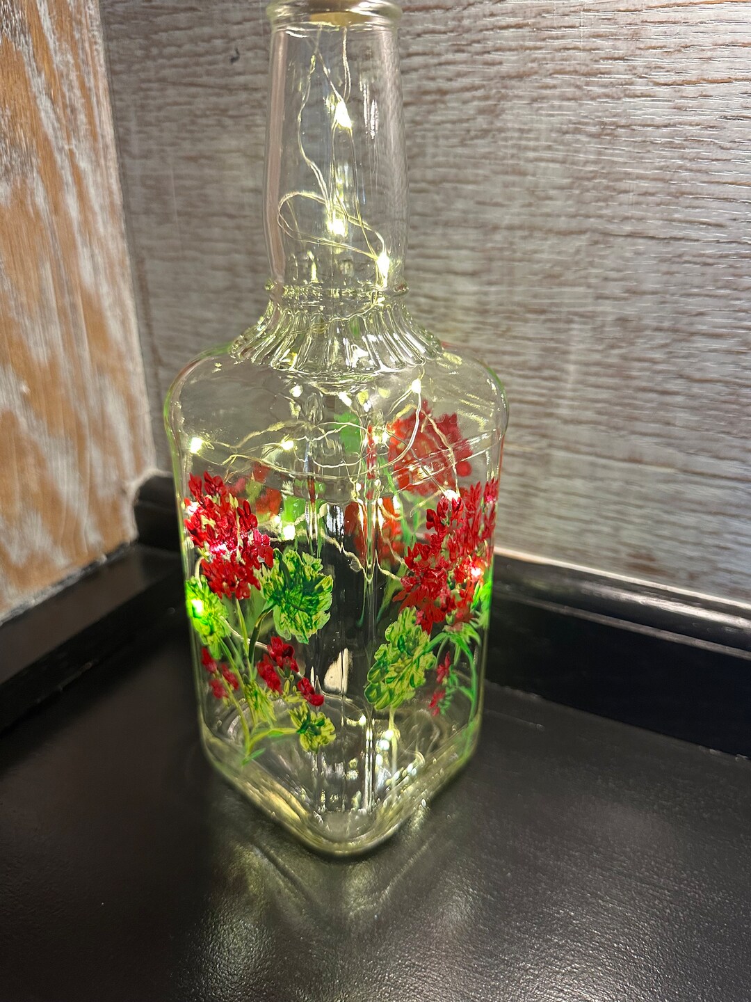 Geranium Hand Painted Recycled Bottle Luminary - Etsy