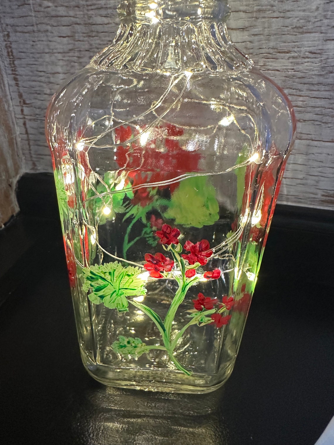 Geranium Hand Painted Recycled Bottle Luminary - Etsy