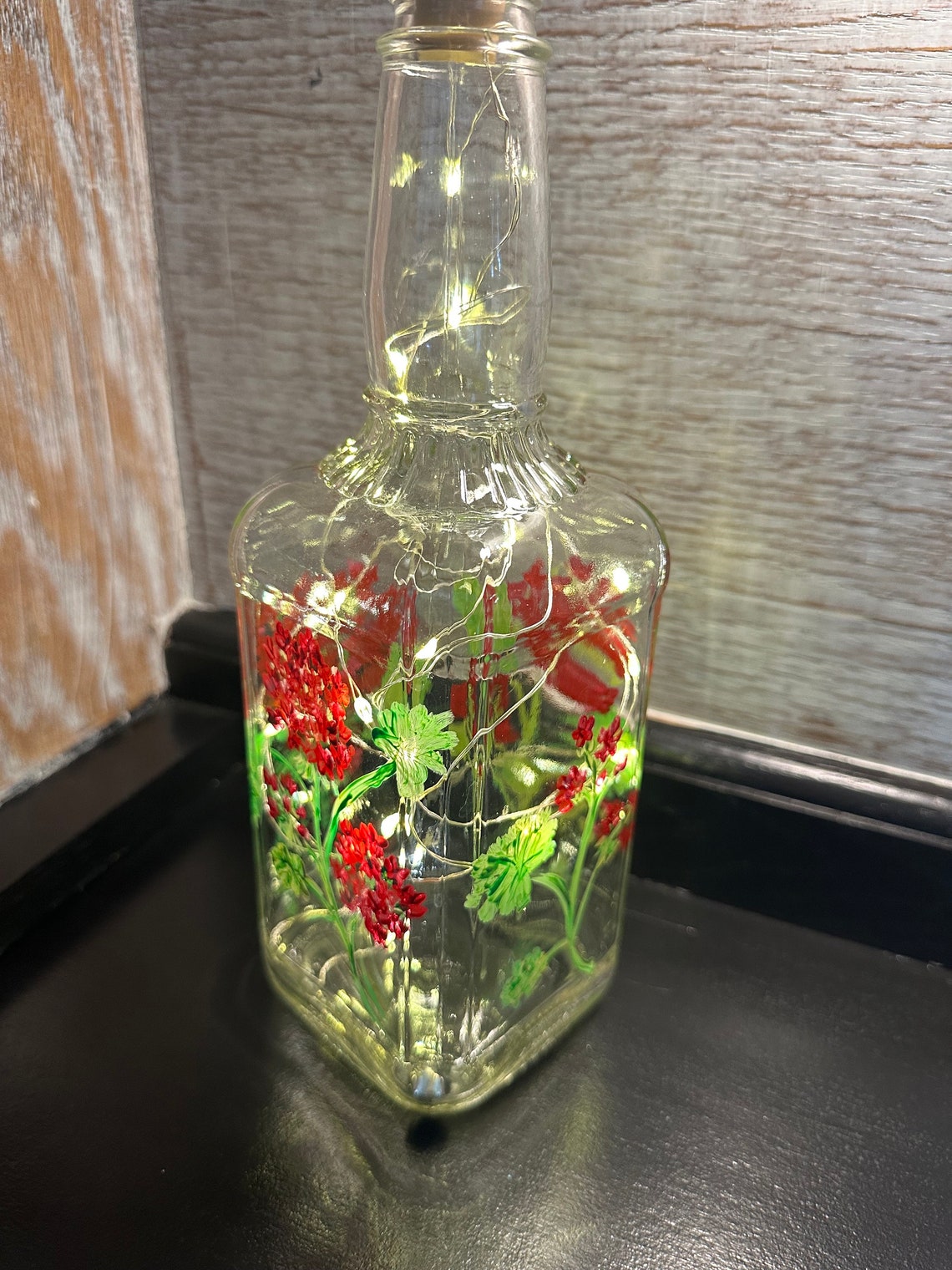 Geranium Hand Painted Recycled Bottle Luminary - Etsy