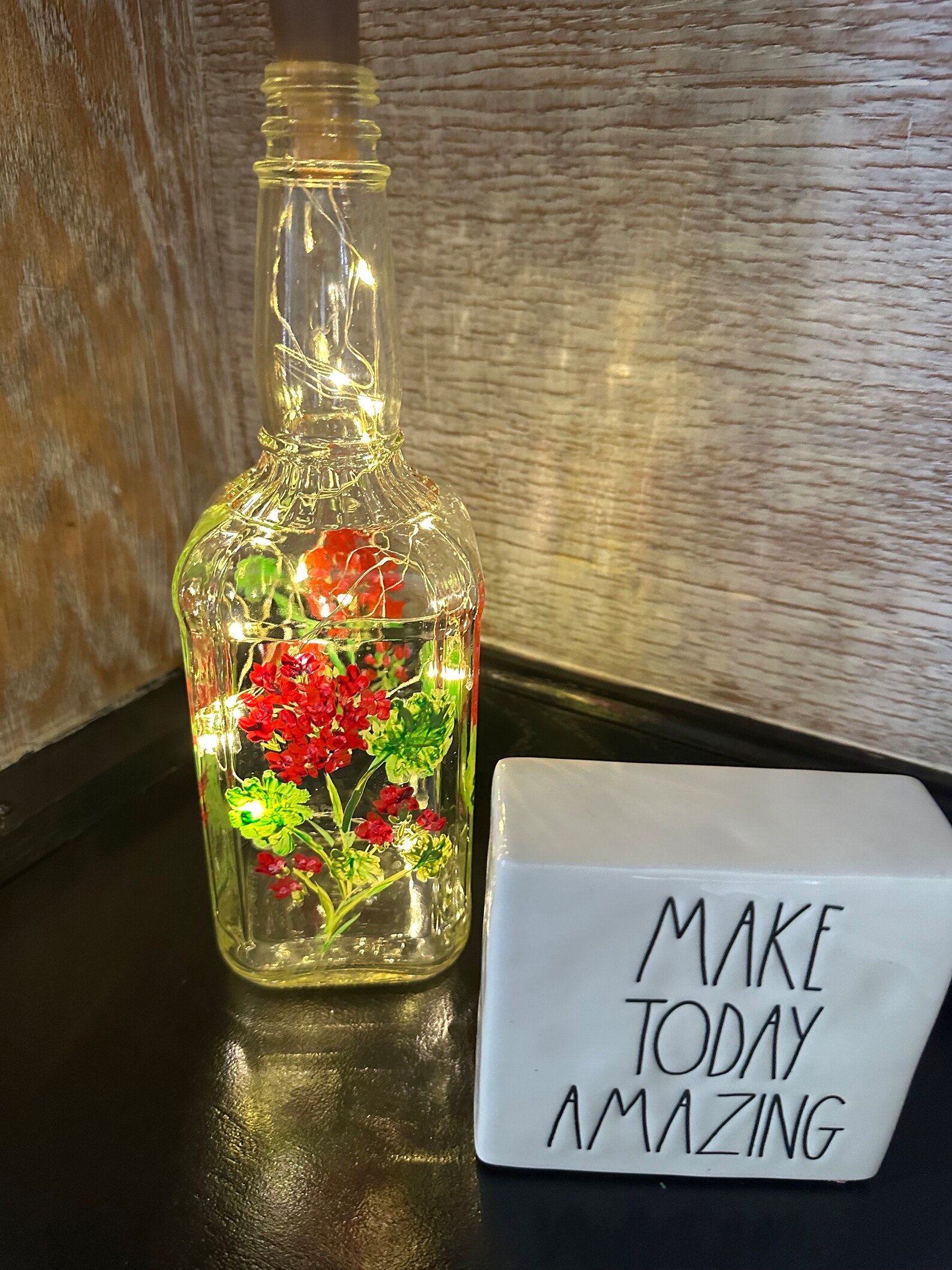 Geranium Hand Painted Recycled Bottle Luminary - Etsy