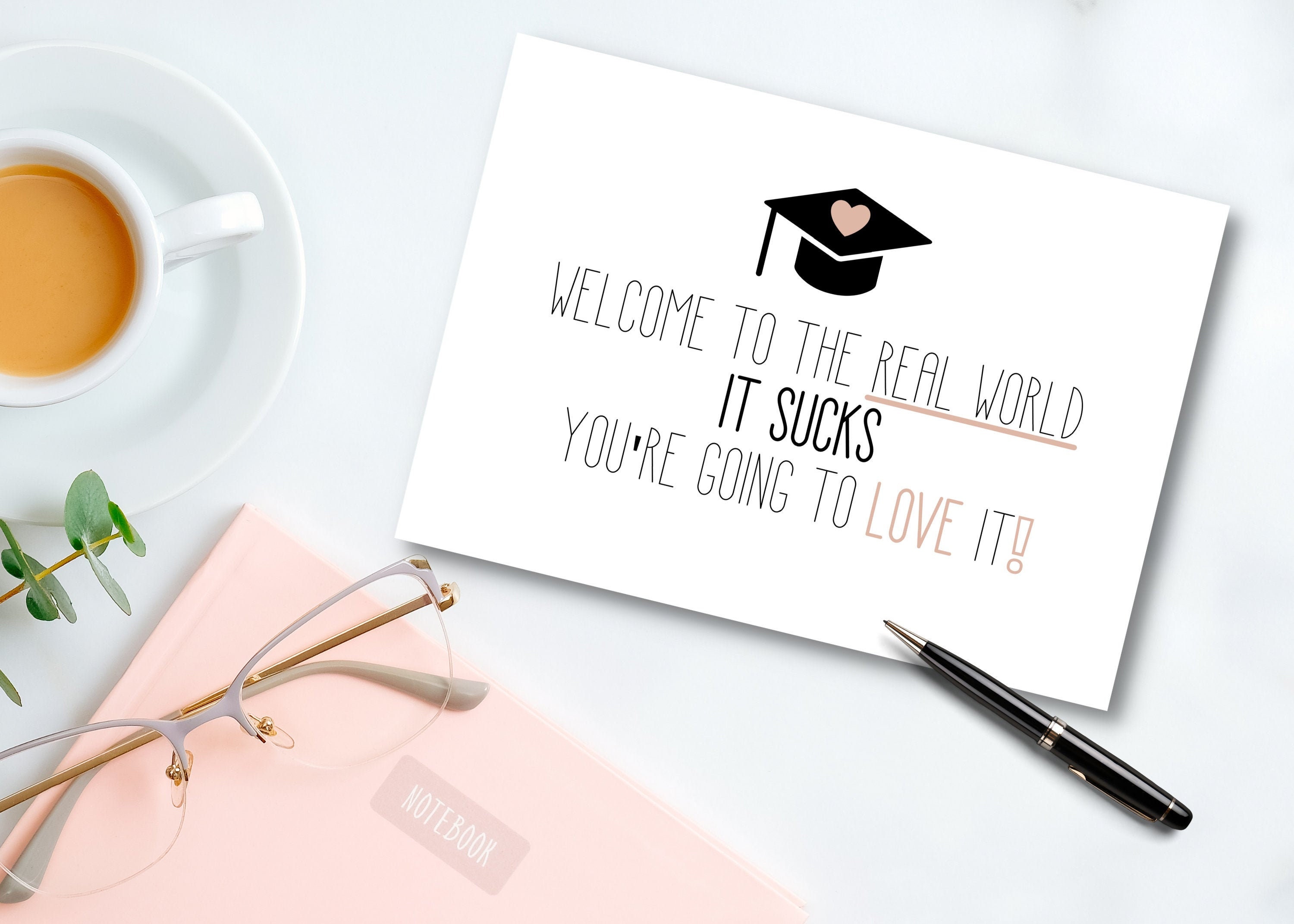 Graduation, Friends Quote Printable 5"x7" Card: "welcome to the Real ...