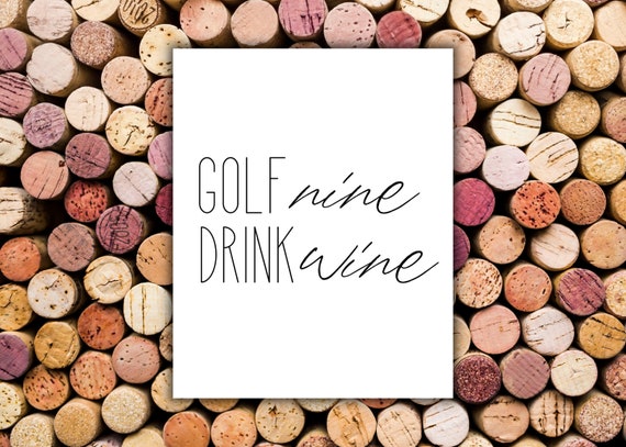 Golf Golf & Wine Digital Wall Print: Golf Nine Drink Wine | Etsy