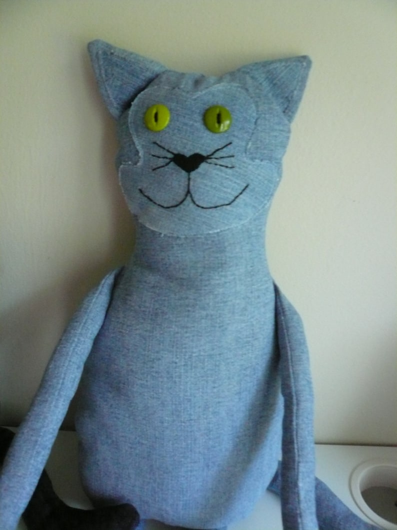 PDF Sewing Pattern Tutorial Large Upcycled Denim Stuffed Animal Cat ...