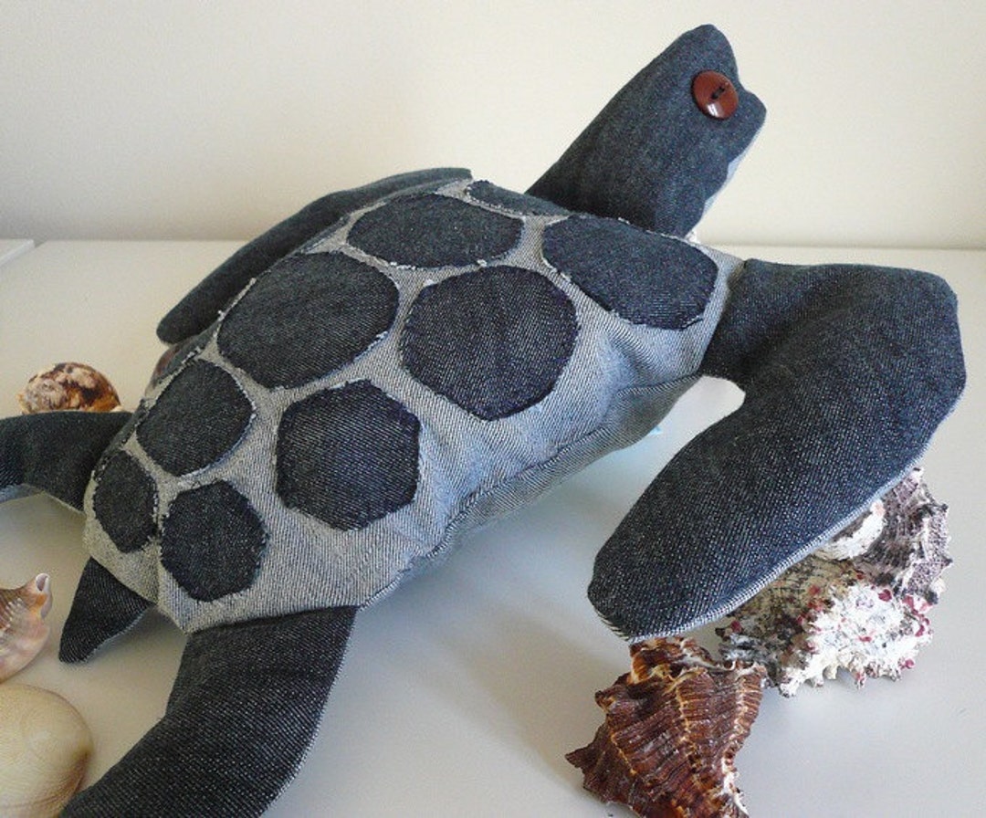 Sewing PATTERN TUTORIAL PDF Upcycled Denim Stuffed Animal Plush Sea ...