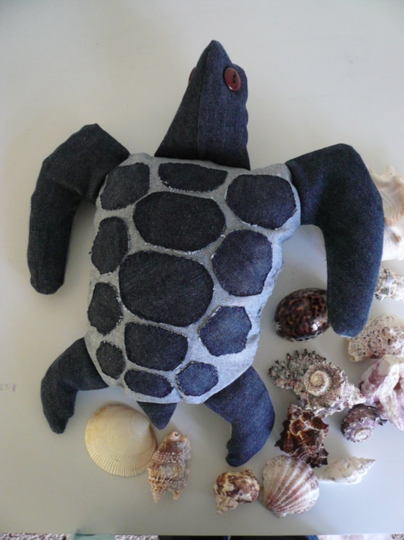 Sewing PATTERN TUTORIAL PDF Upcycled Denim Stuffed Animal Plush Sea ...