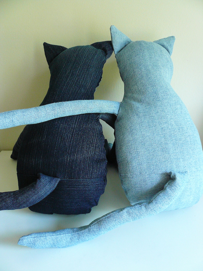 PDF Sewing Pattern Tutorial Large Upcycled Denim Stuffed Animal Cat ...