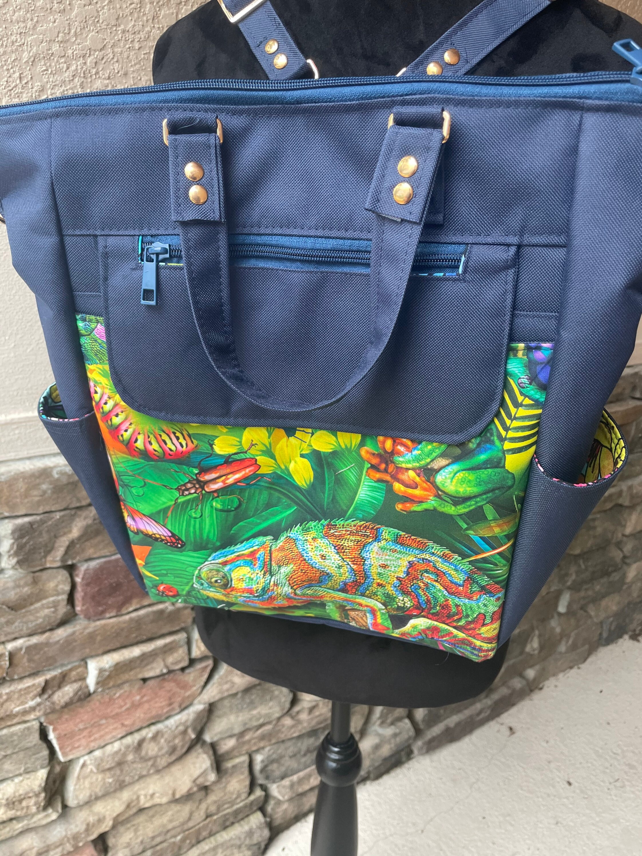 Trailblazer Convertible Backpack Navy Blue, Jungle, Reptile, Botanical ...