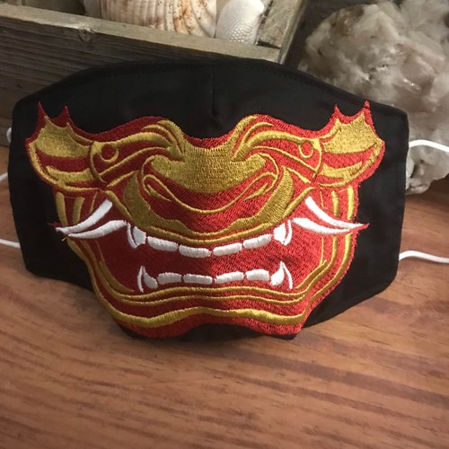 Japanese Samurai Warrior Face Mask Full Color Creative Neck - Etsy