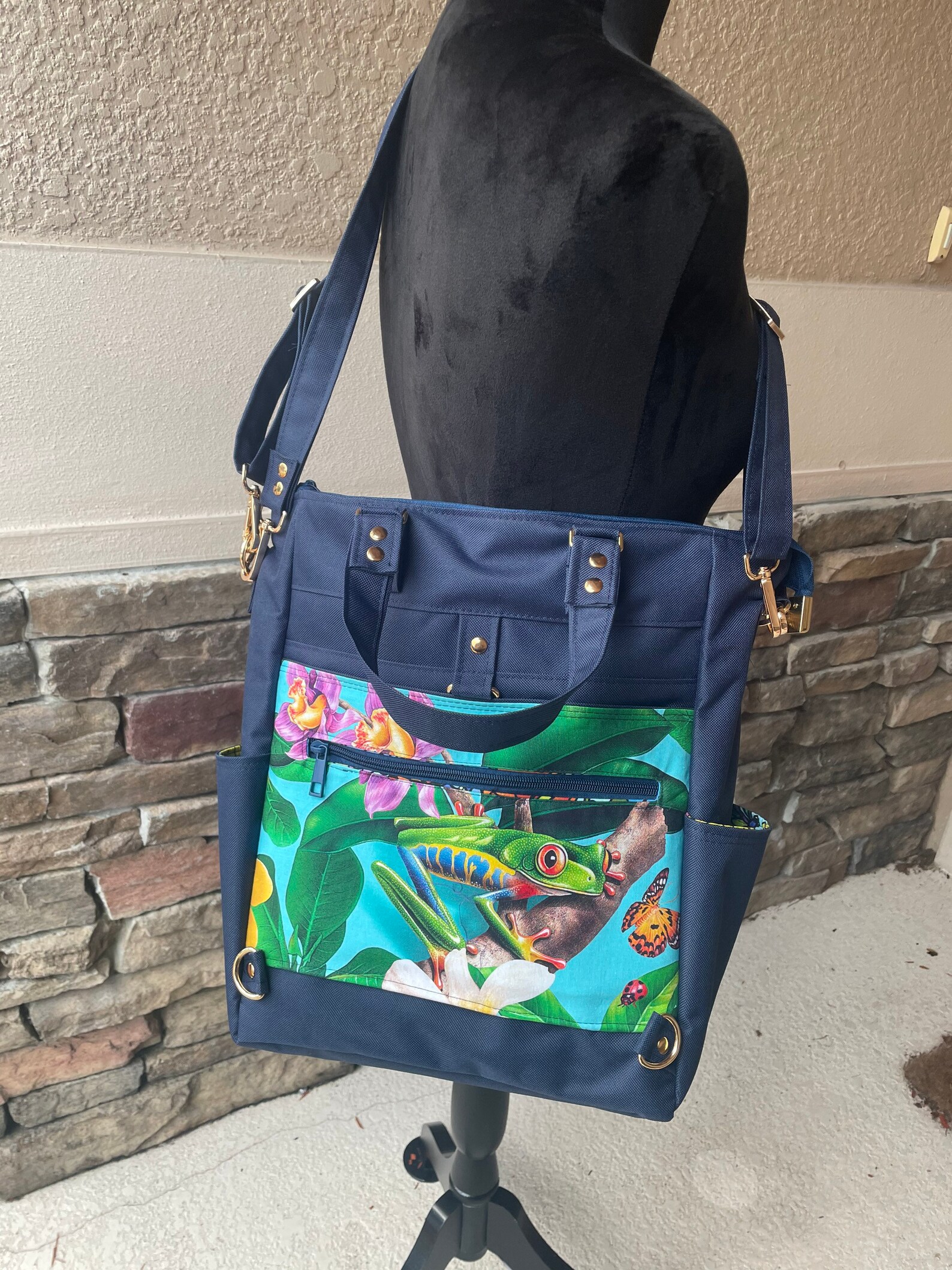 Trailblazer Convertible Backpack Navy Blue, Jungle, Reptile, Botanical ...