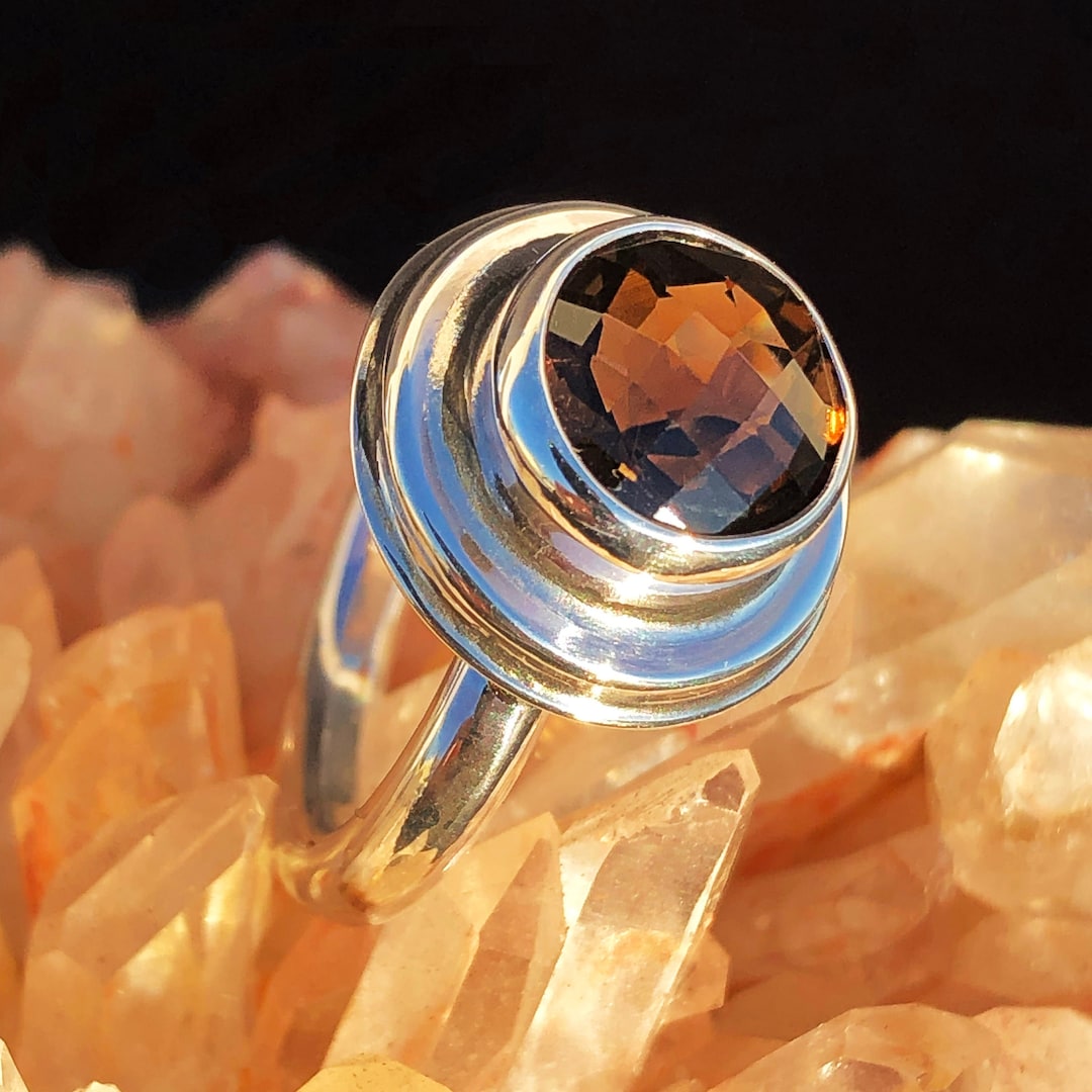 Cognac Quartz 1 Hand Made One-of-a-kind Sterling Silver Ring Size 6 1/2 ...