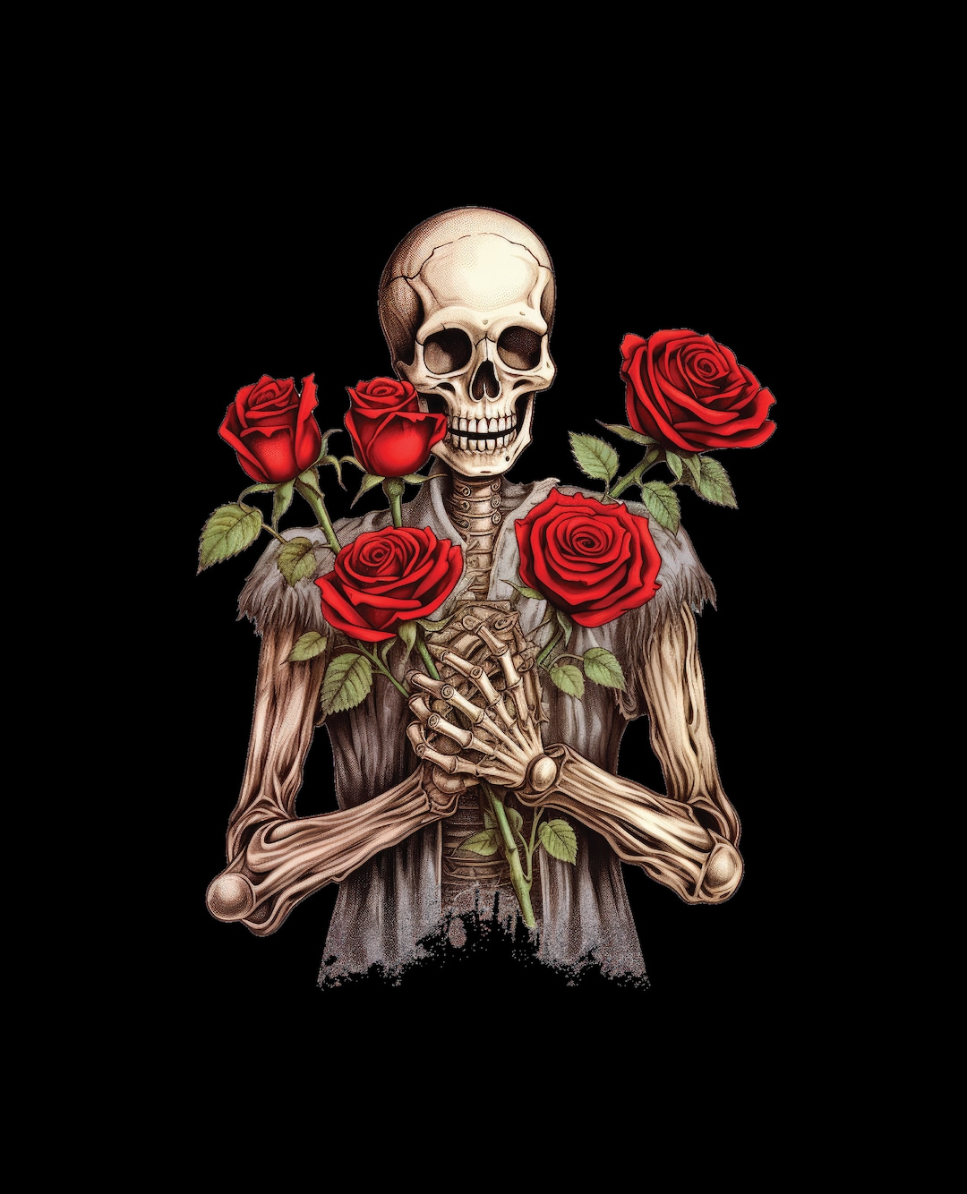 Mav Pack Printed Vinyl Panel Halloween Skeleton With Roses - Etsy
