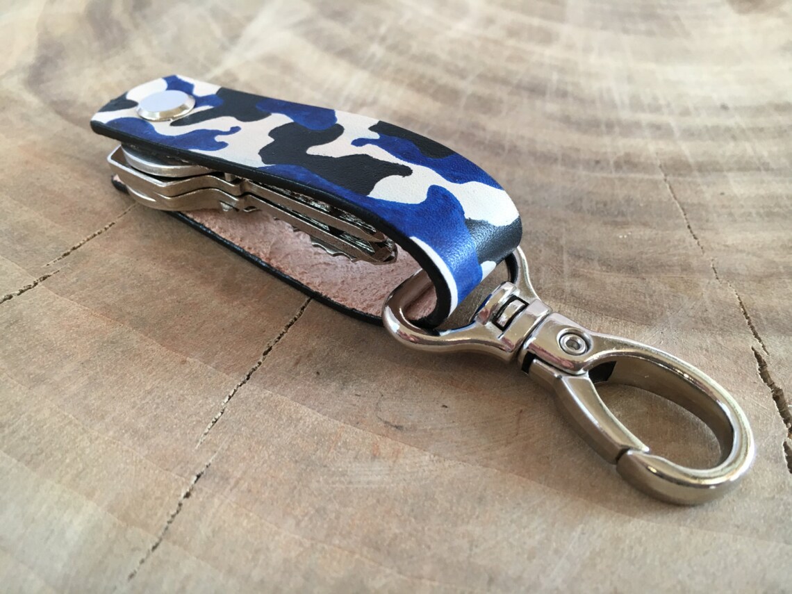 Khaki Leather Key Organizer Military Key Chain Leather Army Keychain ...