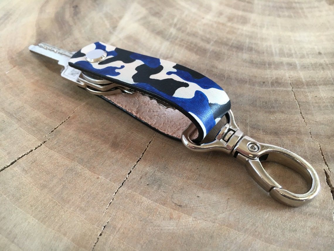 Khaki Leather Key Organizer Military Key Chain Leather Army Keychain ...