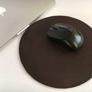 Round Mouse Pad Dark Brown Leather Mouse Pad Personalized Leather Mouse ...