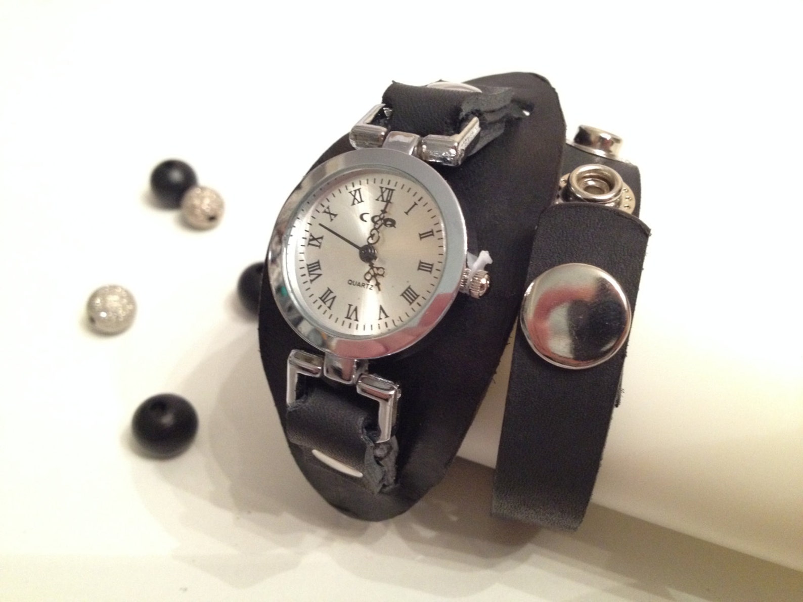 Retro Leather Wrap Watch Antique Silver Leather Bracelet Watch | Etsy