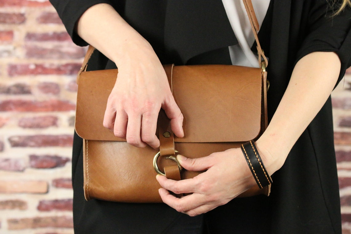 Small leather crossbody bag Light brown leather Shoulder bag | Etsy