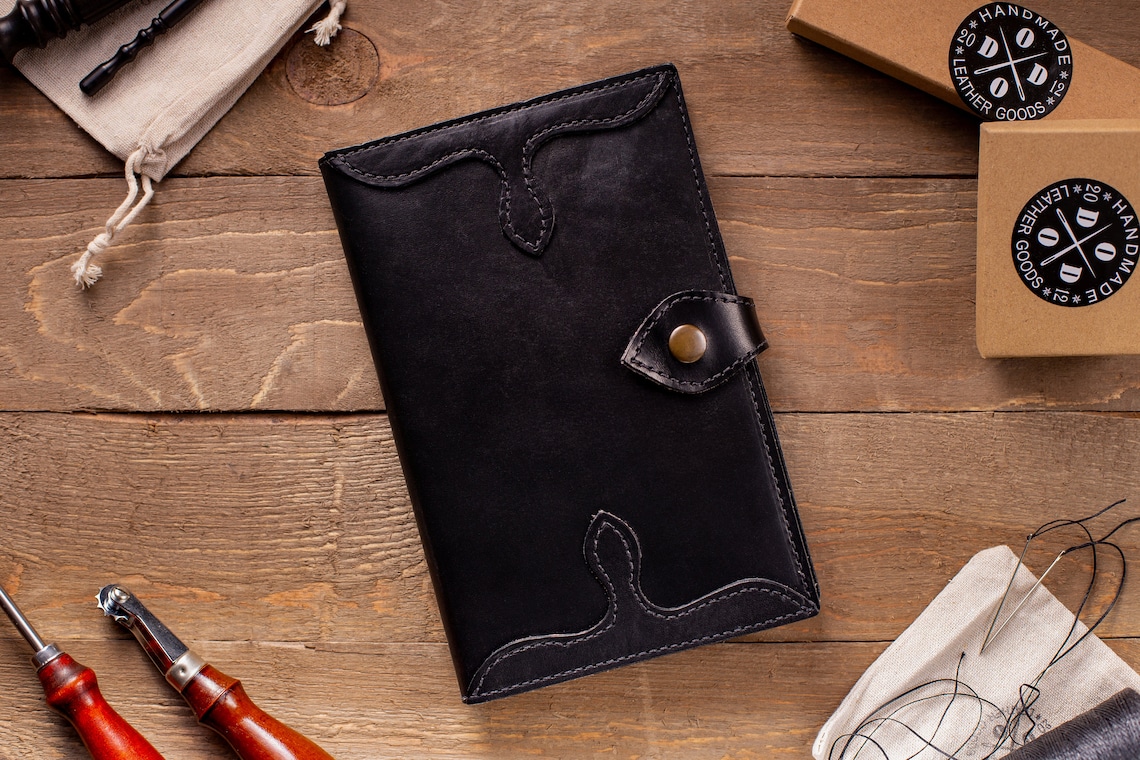 Black Leather Journal Custom Engraved Leather Notebook Personalized ...