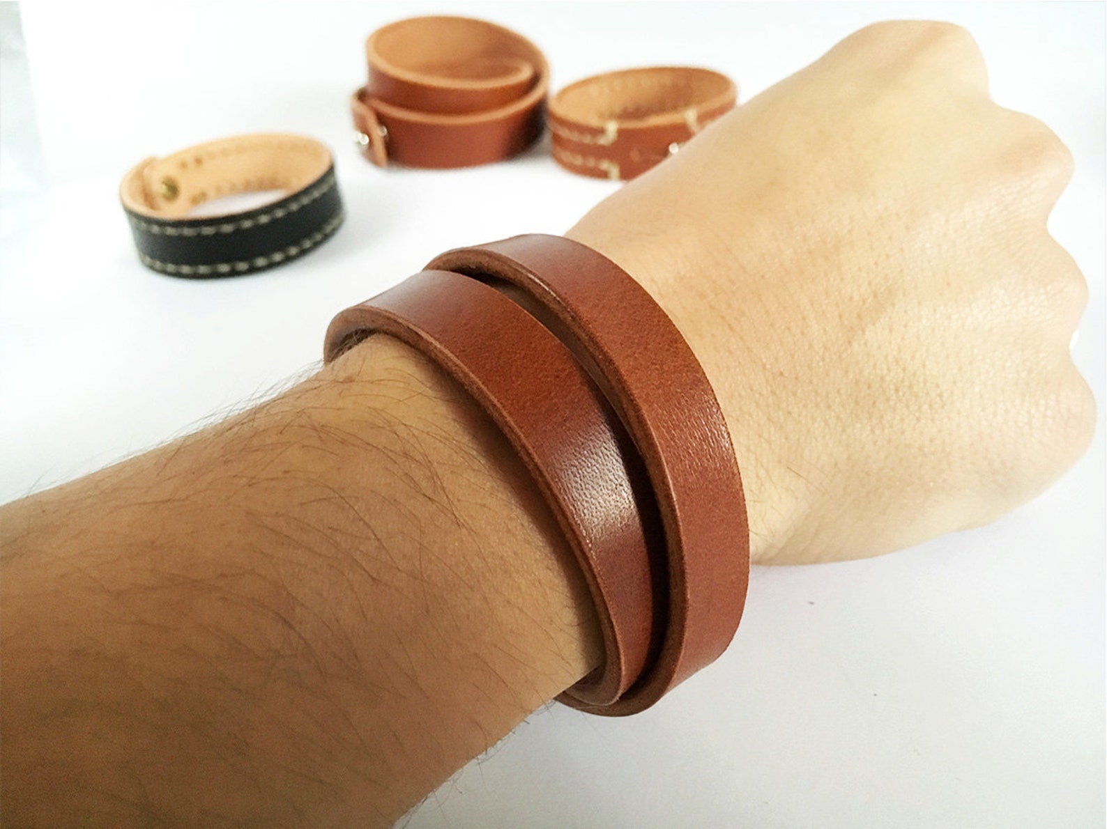 Double Wrap Leather Bracelet Women Men Leather Bracelet - Etsy