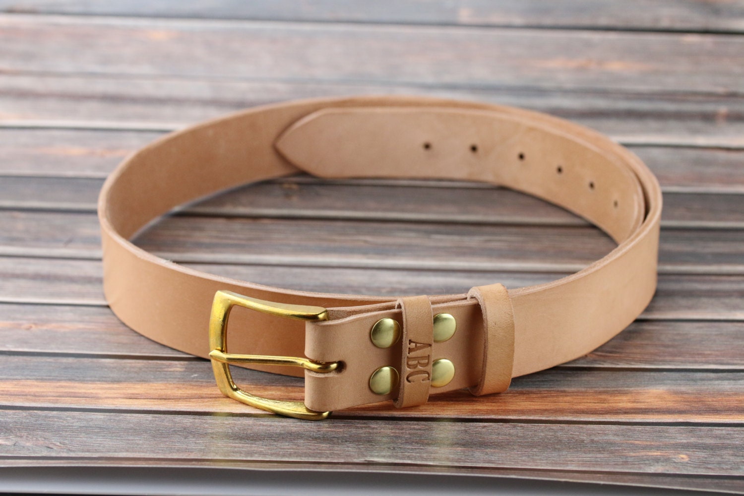 Natural leather belt men Personalized leather belt Brass | Etsy