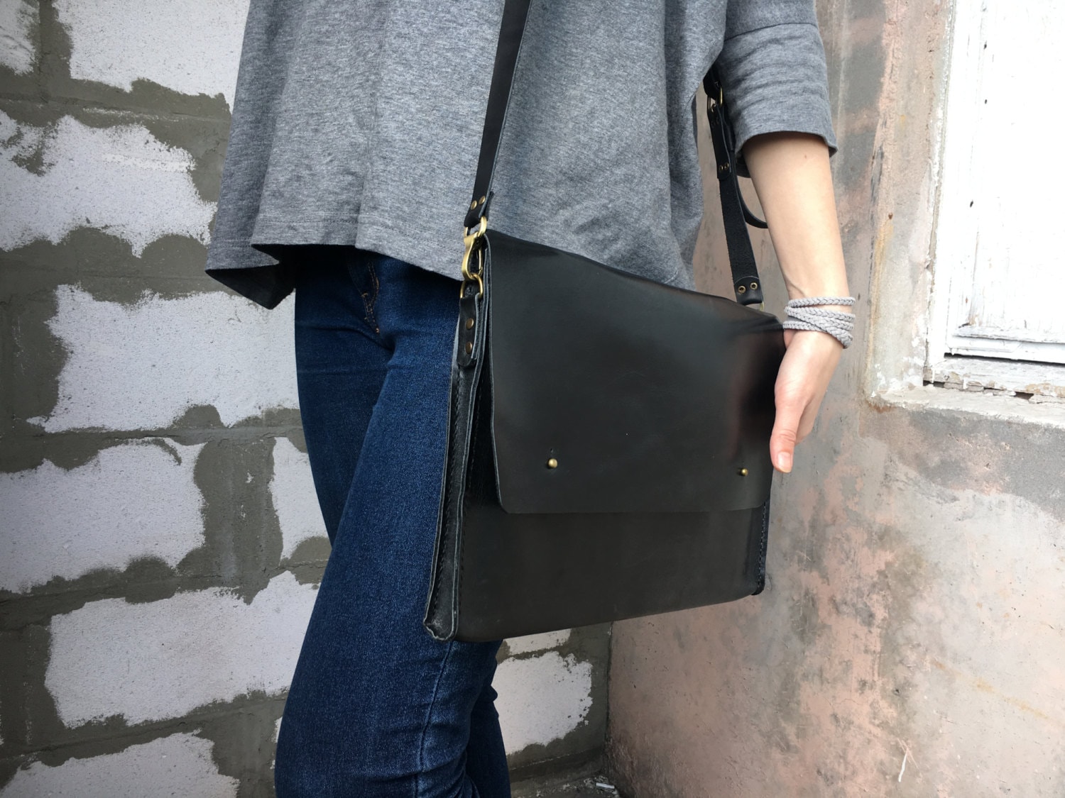Black Leather MacBook Bag Personalize Laptop Bag Leather MacBook Case ...