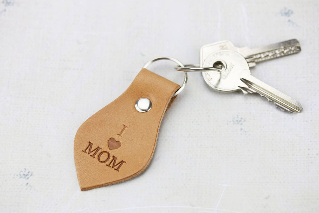 I Love Mom Key Chain Mother Keychain Leather Mother Day Gift Leather ...