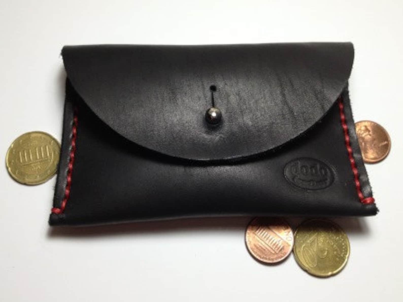 Black Handstitched Simple Leather Wallet/leather Card - Etsy