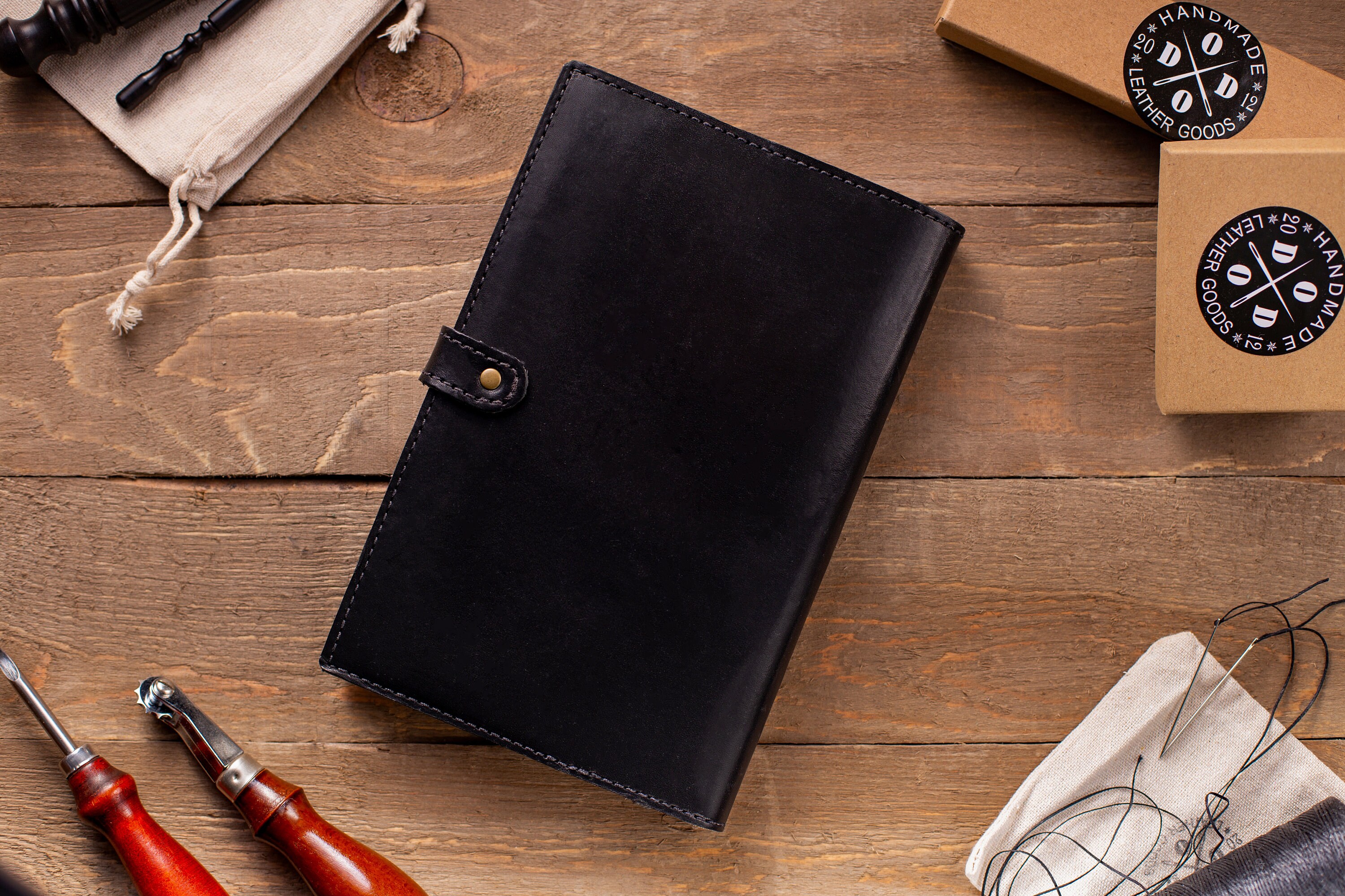 Black leather journal Custom engraved Leather notebook | Etsy