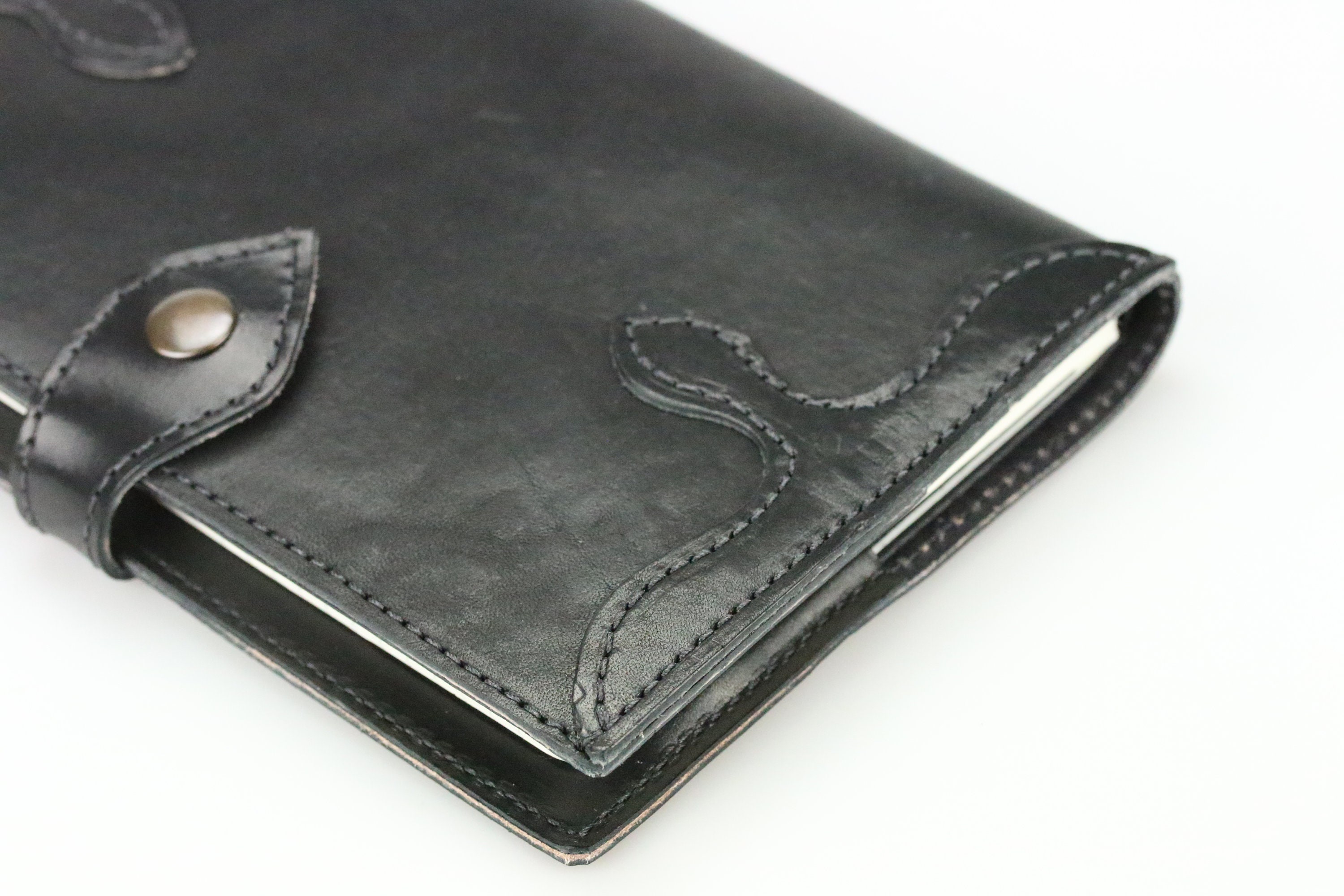 Black leather journal Custom engraved Leather notebook | Etsy