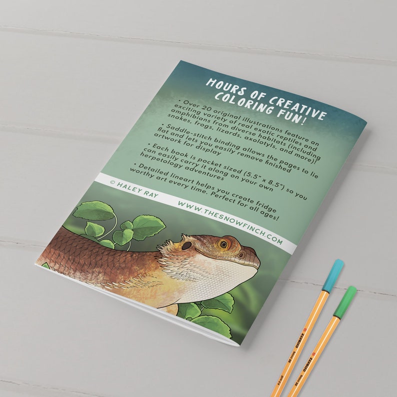 Reptile & Amphibian Coloring Book: Exotic Animal Illustrations - Etsy