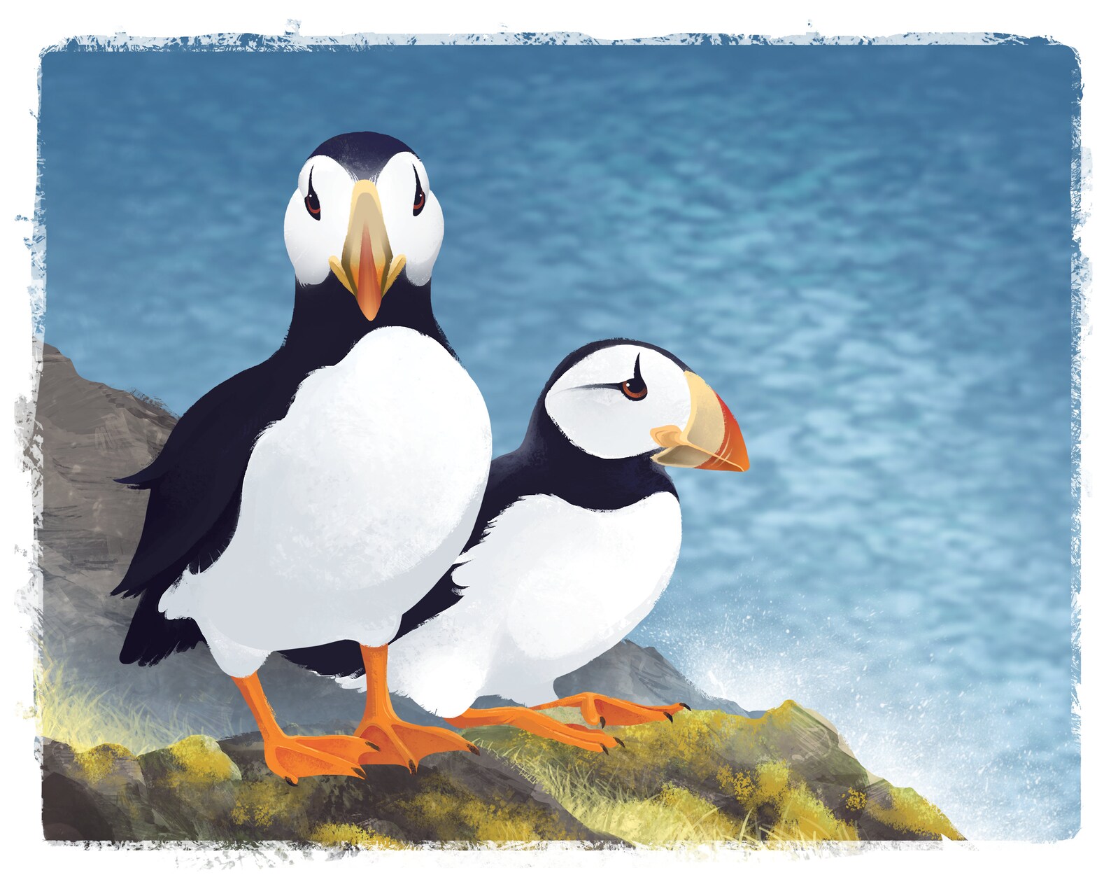 Alaska Horned Puffin Art Print: Coastal Wildlife Painting - Etsy