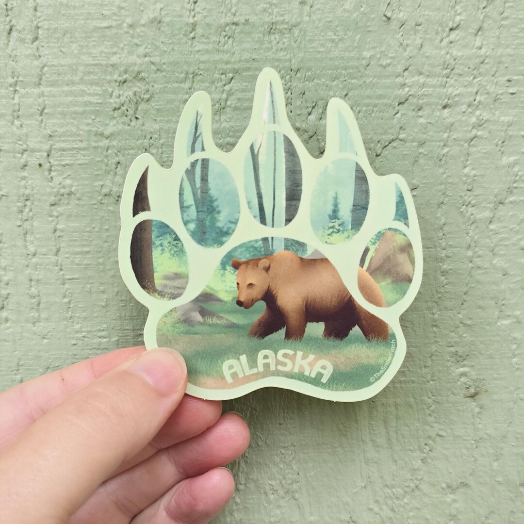 Alaska Grizzly Bear Paw Vinyl Sticker - Waterproof Decal - Etsy