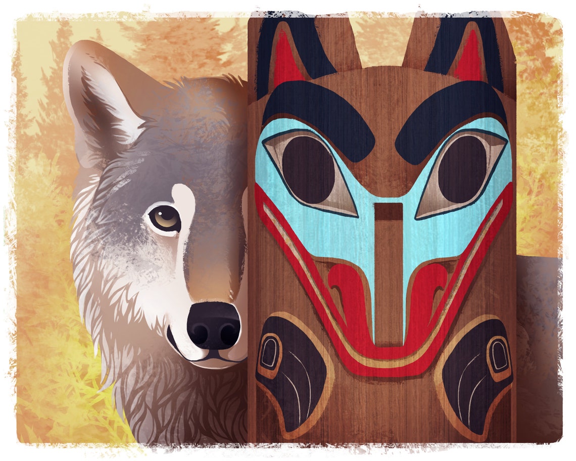 Wolf Totem Art Print / Wolf Painting / Totem Art Print / | Etsy