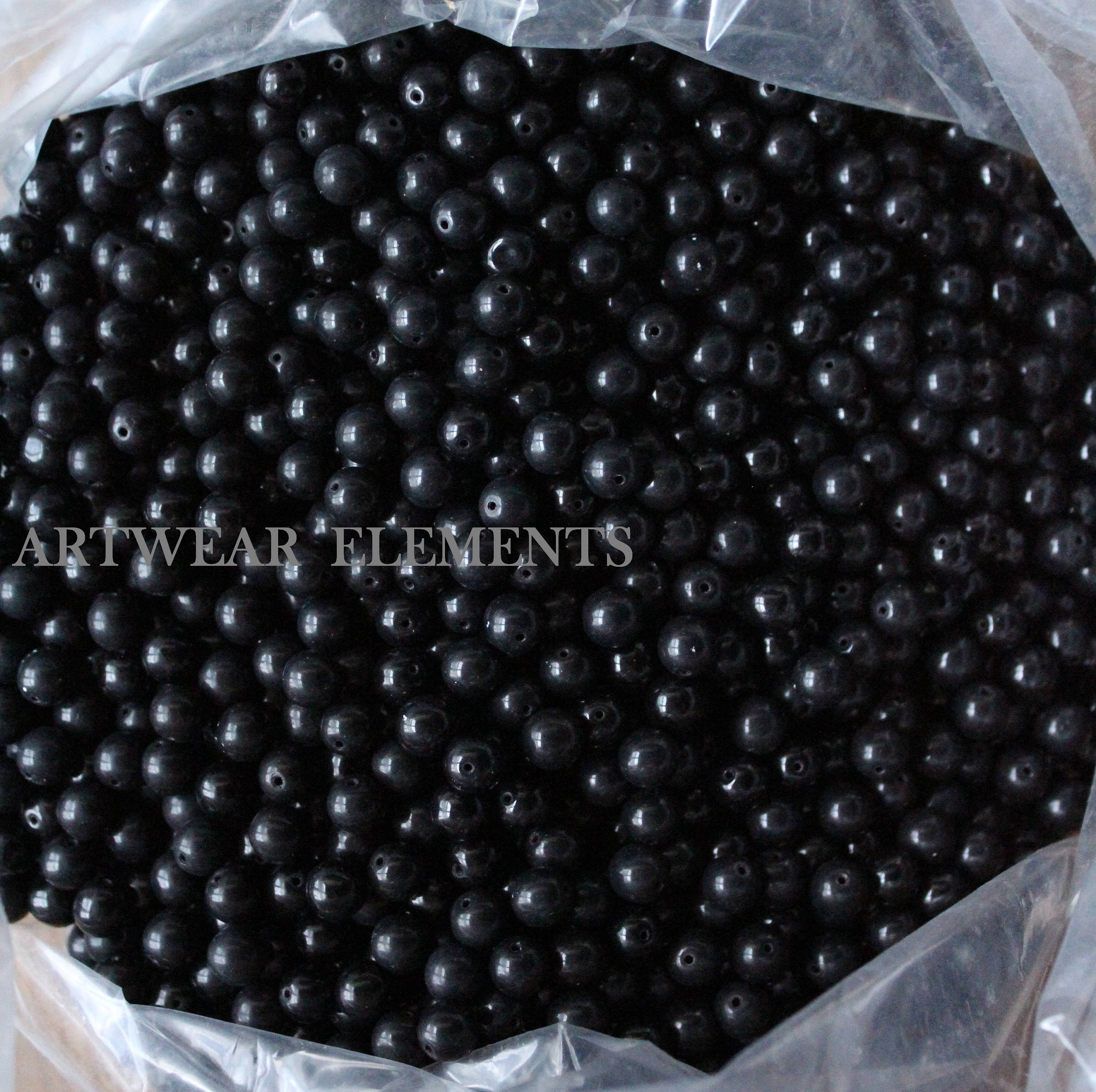 Vintage Jet Black Glass Beads, 8mm, Sold per 5, Jewelry Supplies ...
