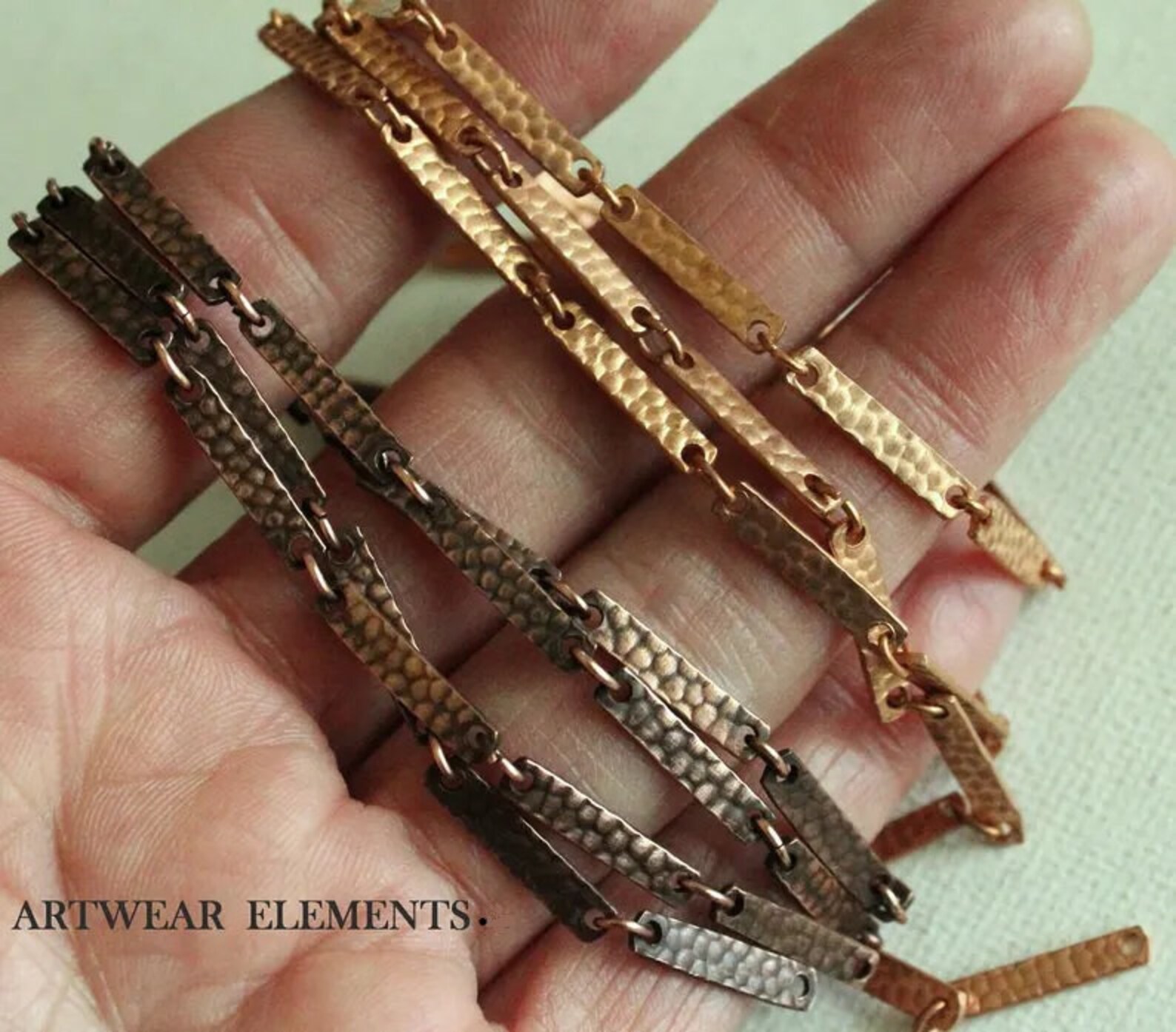 Bar Chain 15mm Sold per Foot Vintage Copper Textured - Etsy