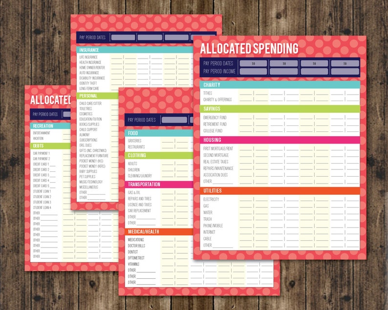 Allocated Spending Sheets - Etsy