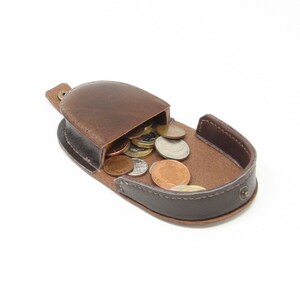Brown Leather Coin Tray Purse With Press Stud Closure - Etsy