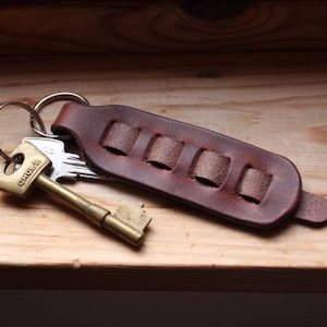 Leather Tab Key Fob / Key Ring With Woven Detail - Etsy