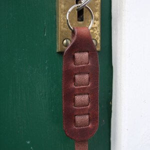 Leather Tab Key Fob / Key Ring With Woven Detail - Etsy