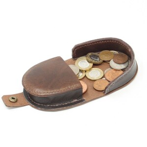 Brown Leather Coin Tray Purse With Press Stud Closure - Etsy