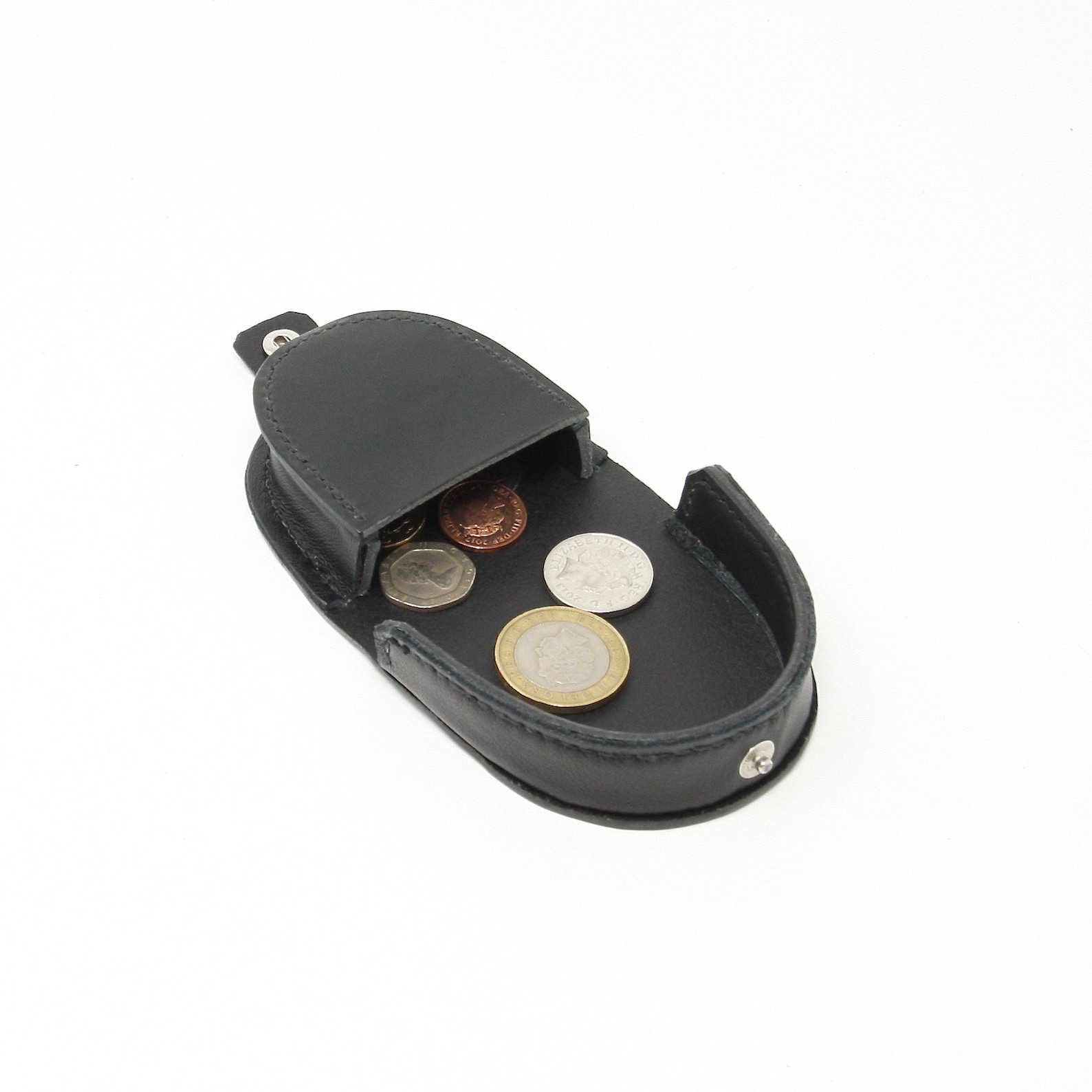 Black Leather Coin Tray Purse With Press Stud Closure - Etsy