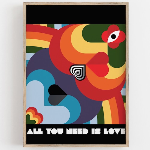 Love is All You Need Retro Feel Good Graphic Design Poster - Etsy