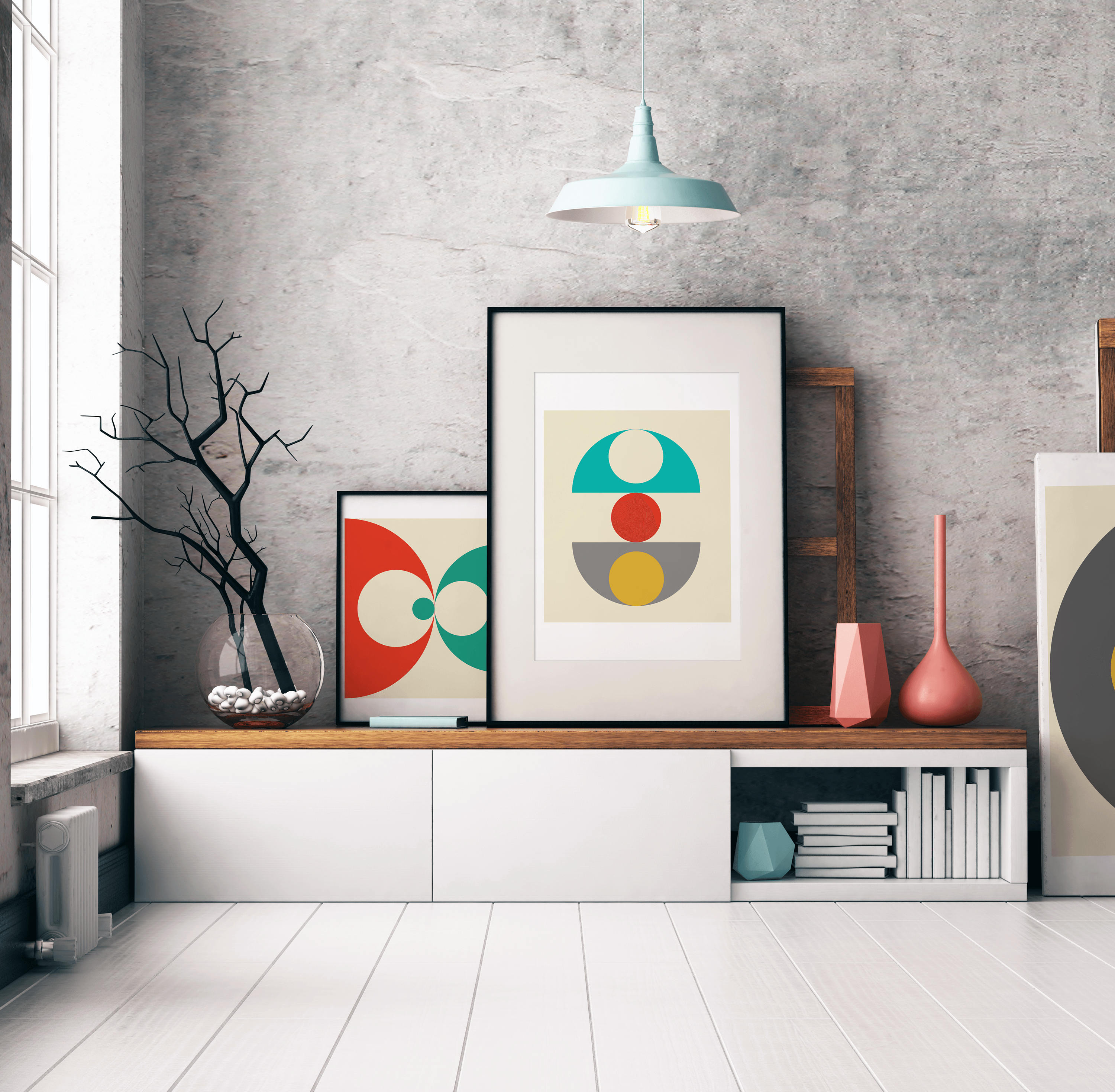 MCM16 Funky Retro Graphic Poster in a Vintage Scandi Loft | Etsy