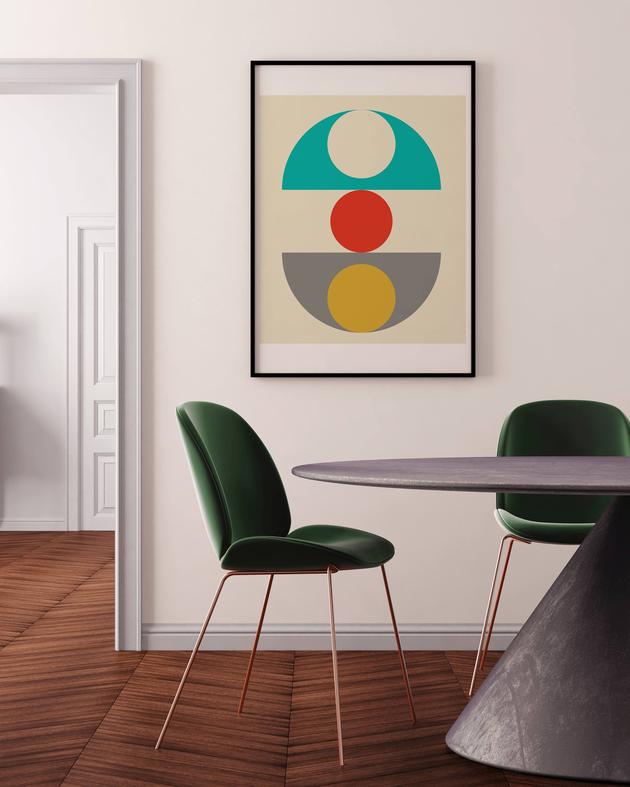 MCM16 - Funky Retro Graphic Poster in a Vintage Scandi Loft Living ...