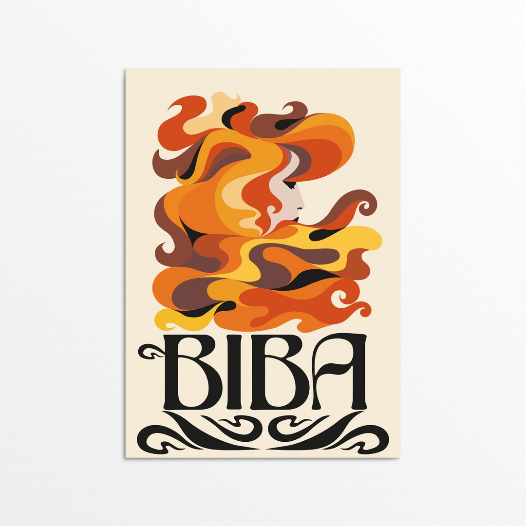BIBA Retro Art Nouveau Print - Etsy